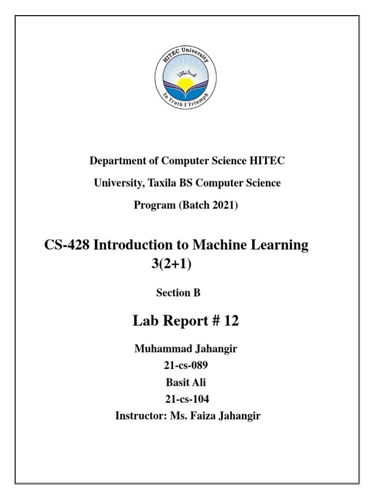 Lab 12 | PDF | Machine Learning | Computing