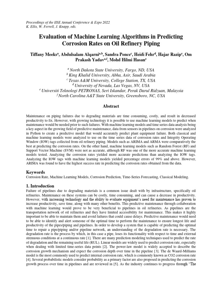 Predicting Corrosion Rates with ML Models | PDF | Pipeline Transport ...