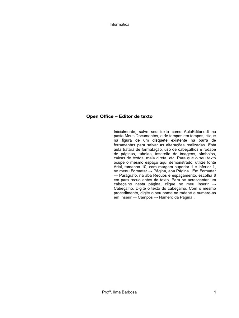 Editor de Texto - Aula 1 | Download grátis PDF | Informática | Programas