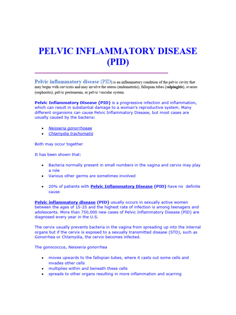 PID: Risks, Symptoms, and Prevention | PDF | Sexually Transmitted ...