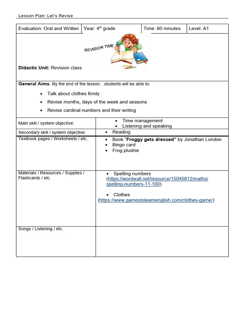 Lesson Plan Revision | PDF