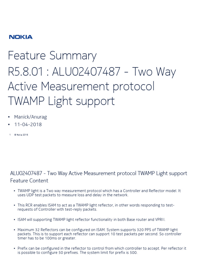 3HH 14909 AAAA TQZZA 02 TWAMP Feature Summary Presentation | PDF | Data ...