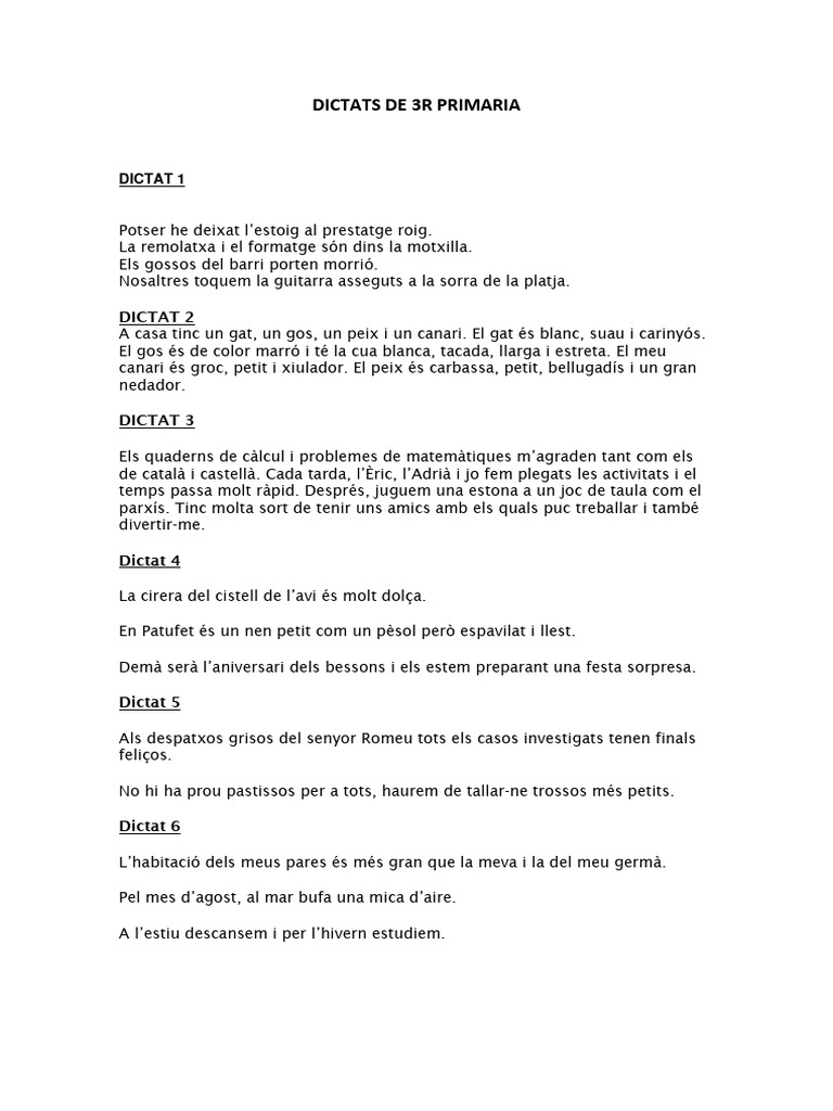 Dictats en català de 3r a 5è | PDF