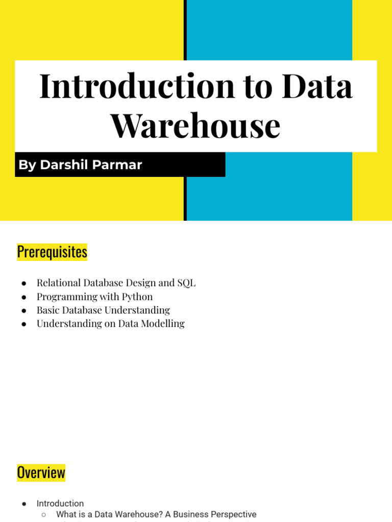 Introduction To Data Warehouse | PDF