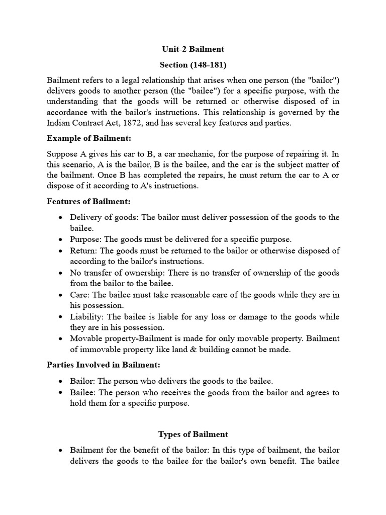 Bailment | PDF | Ownership | Legal Liability