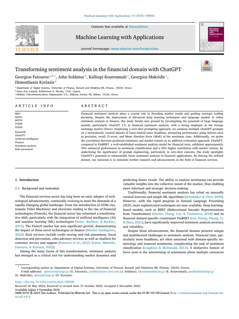 Transforming Sentiment Analysis in The Financial Domain With ChatGPT ... Transforming Sentiment Analysis in The Financial Domain With ChatGPT ...
