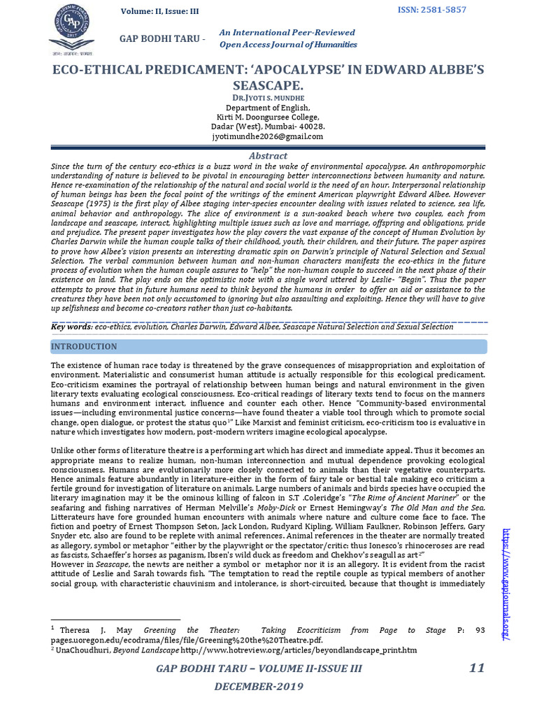 (11-15) Eco-Ethical Predicament Apocalypse' in Edward Albbe's Seascape ...