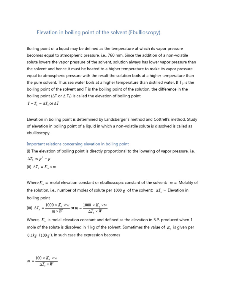 9 - JEE - Chemistry - Solutions - Elevation in Boiling Point of The ...