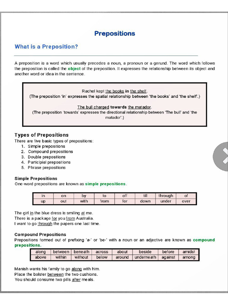 preposition icse | PDF
