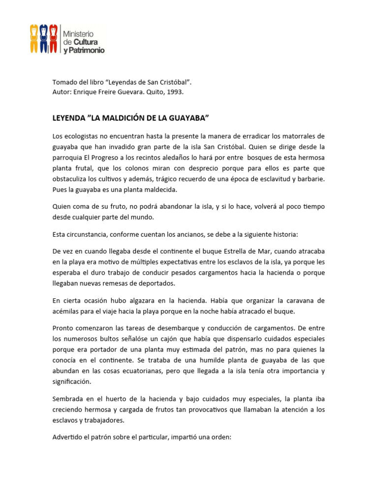 Leyenda La Maldición de La Guayaba | PDF