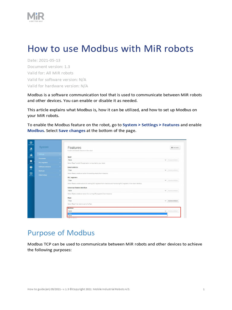 How To Use Modbus With Mir Robots 1.3 - en | PDF | Computer Data | Computing