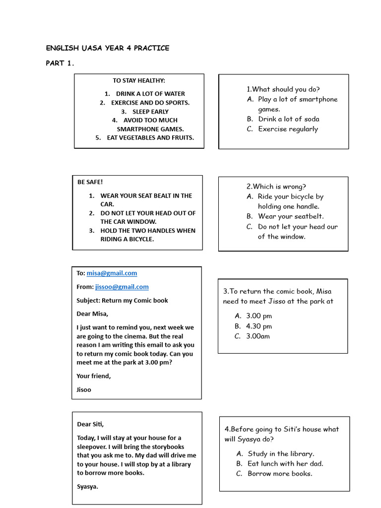 Year 4 English Practice Guide | PDF