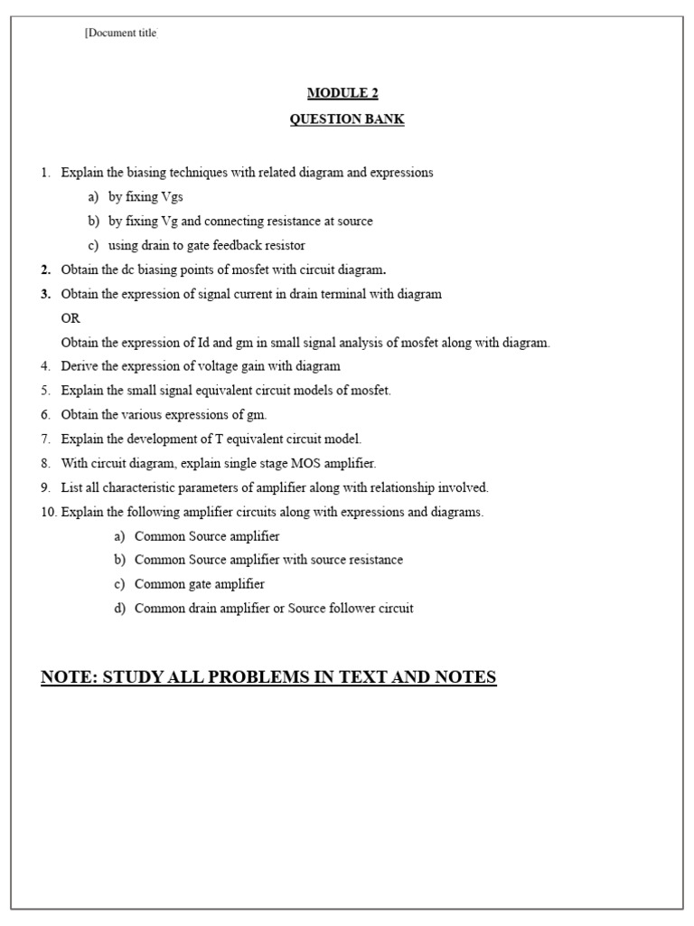 M2 Question Bank | PDF