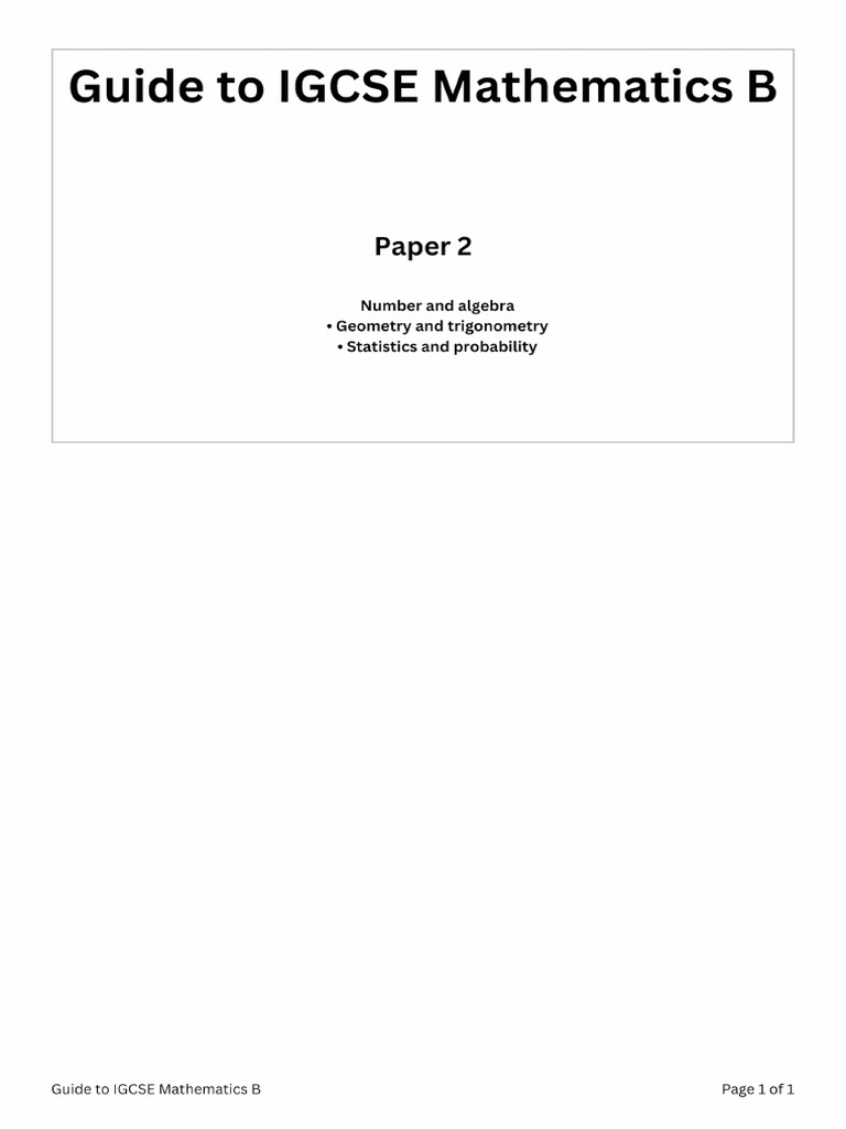 Guide to IGCSE Mathematics B (1) | PDF