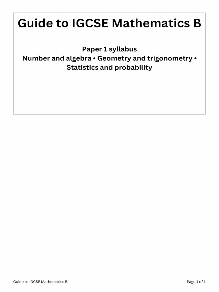 Guide to IGCSE Mathematics B | PDF