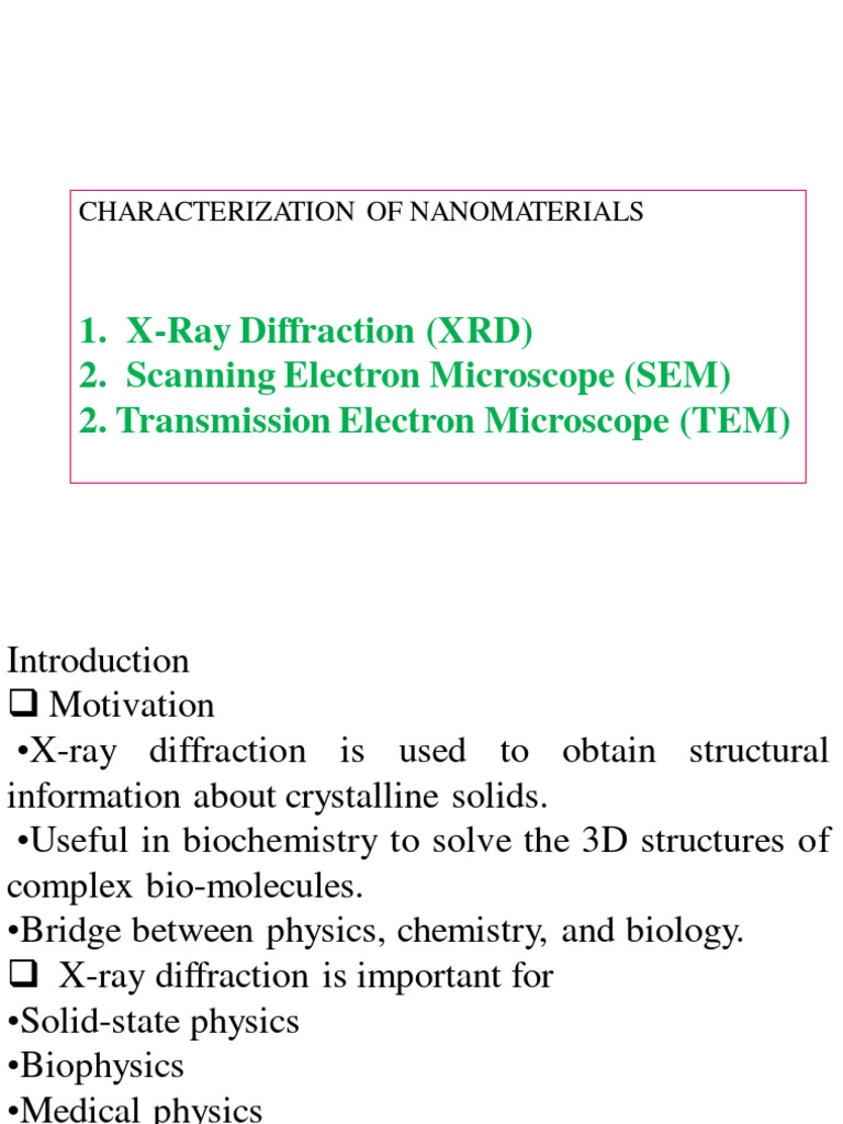 Nanomaterial Characterization Guide | PDF | Transmission Electron Microscopy | X Ray Crystallography