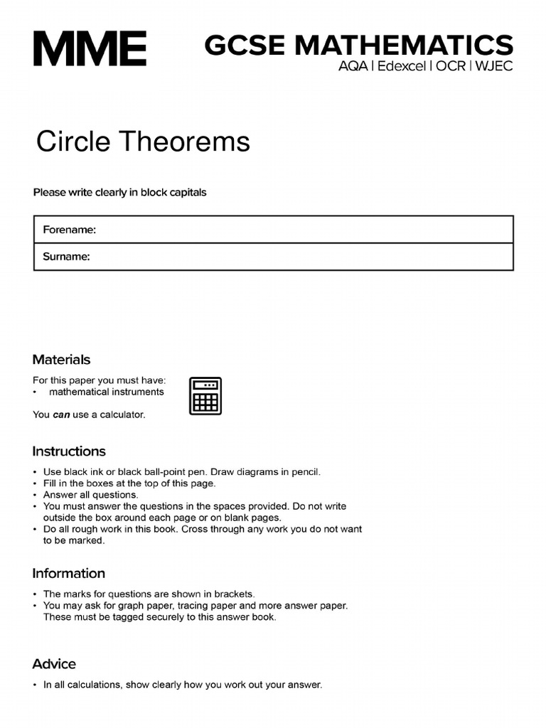 Circle Theorems Practice Questions | PDF | Circle | Angle