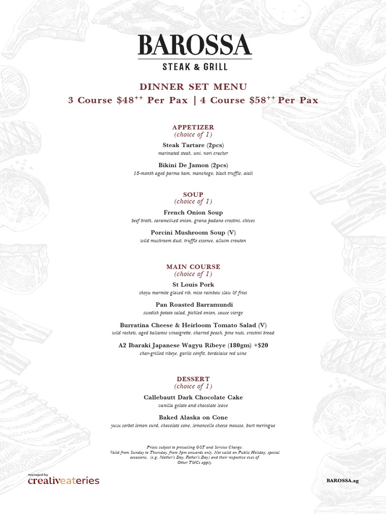 Barossa Menu FA | PDF