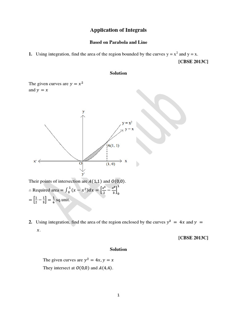 Area Under Curve PYQ's | PDF | Applied Mathematics | Geometric Shapes