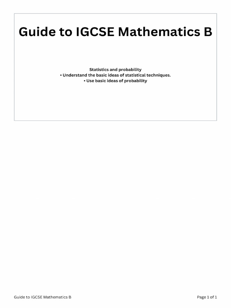 Guide To IGCSE Mathematics B | PDF