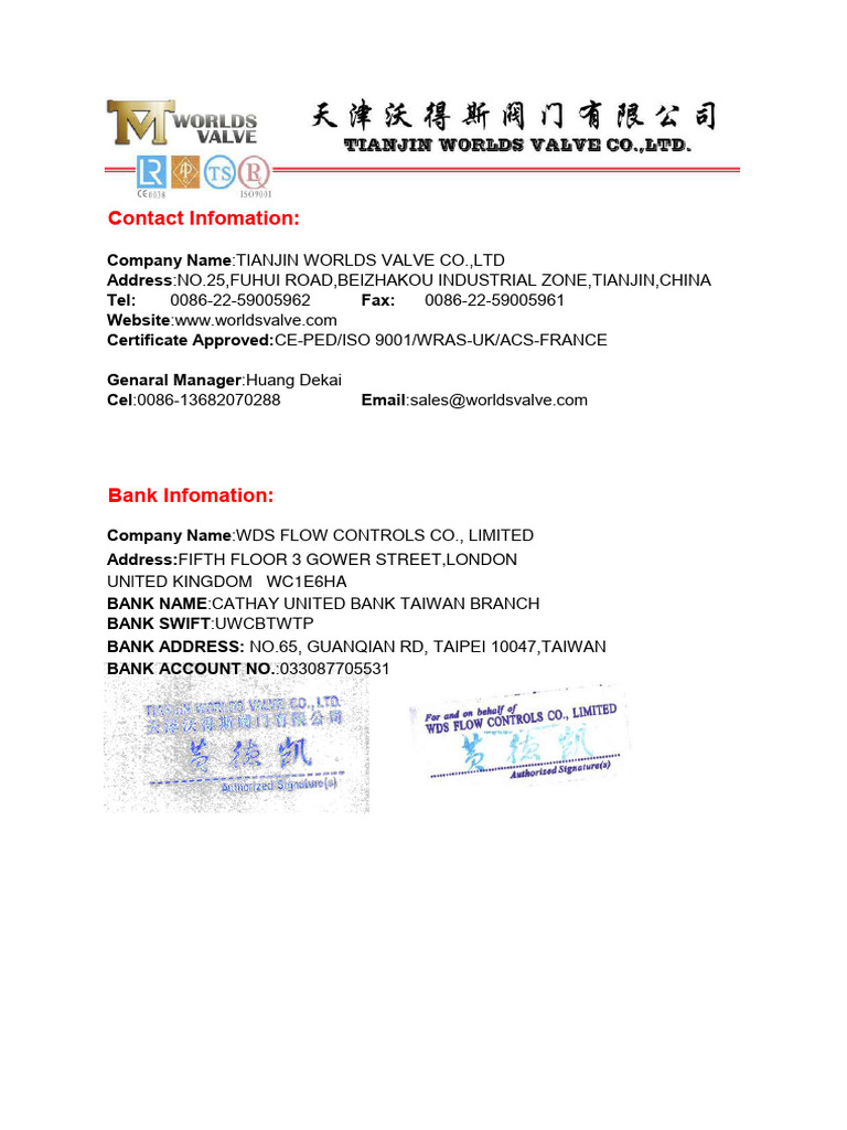 Infomation Wds Flow Controls Taiwan | PDF | Valve