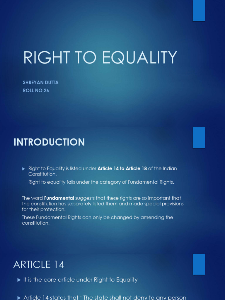 Right To Equality | PDF