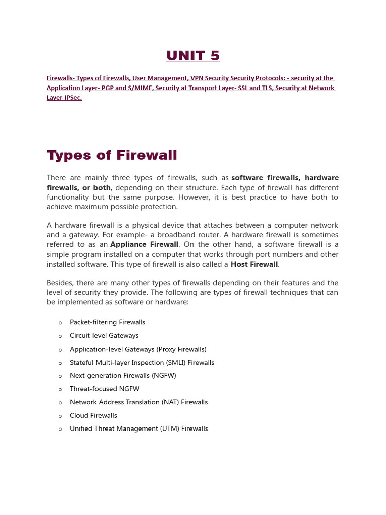 Unit 5 | Download Free PDF | Transport Layer Security | Firewall ...