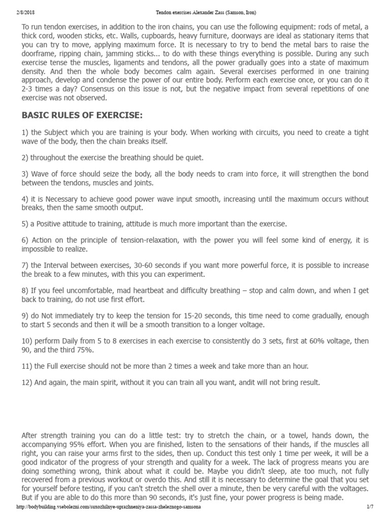 Tendon Exercises Alexander Zass Samson Iron | PDF | Arm | Skeletal Muscle