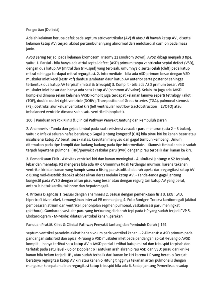 Panduan AVSD: Definisi, Diagnosis, dan Terapi | PDF