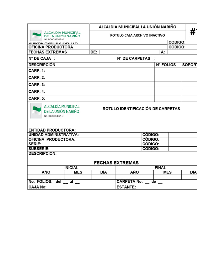 Formato Rotulos Caja y Carpeta | PDF