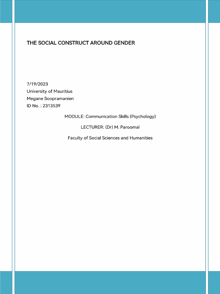 My Work On Gender | PDF