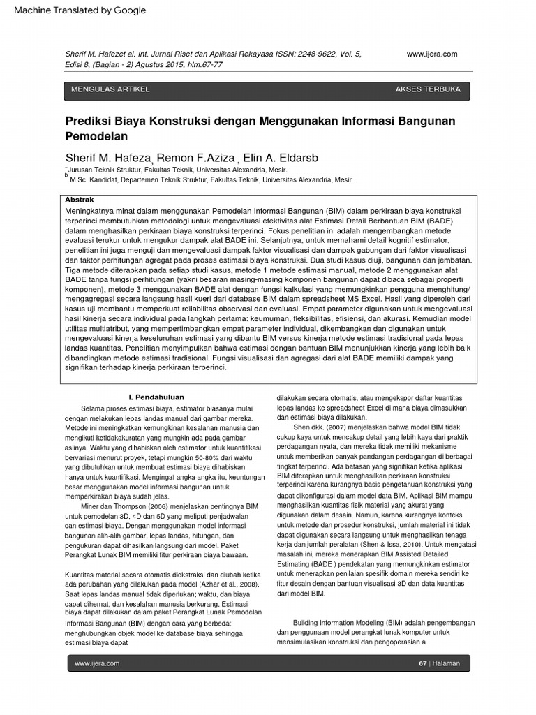 2.construction Cost Prediction by Using Building Information Moddeling ...