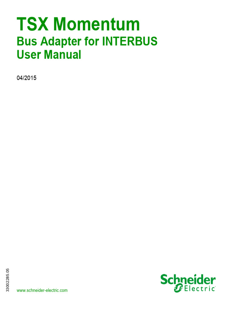 TSX Momentum: Bus Adapter For INTERBUS User Manual | PDF