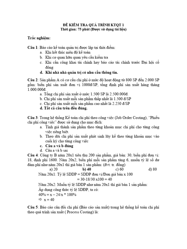 B2 - 601 - Kiem Tra Qua Trinh - KTQT 1. 7-4-2023 | PDF