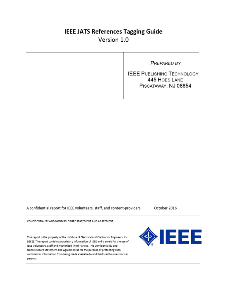 IEEE JATS References-27Oct2016 | PDF | Xml | Non Disclosure Agreement