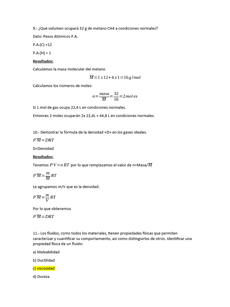 Ejercicios 9 10 11 12 13 14 | PDF | Mole (Unidad) | Gases