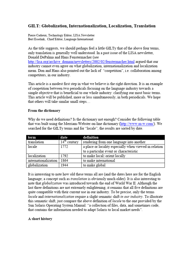 GILT - Globalization, Internationalization, Localization, Translation ...