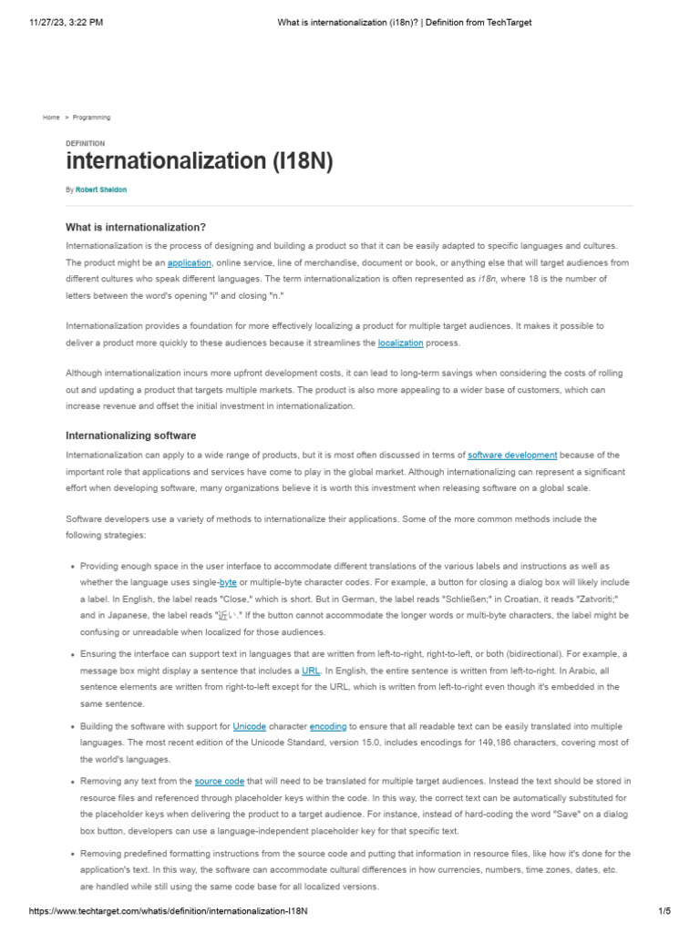 What Is Internationalization (I18n) - Definition From TechTarget | PDF | Computing | Systems ...
