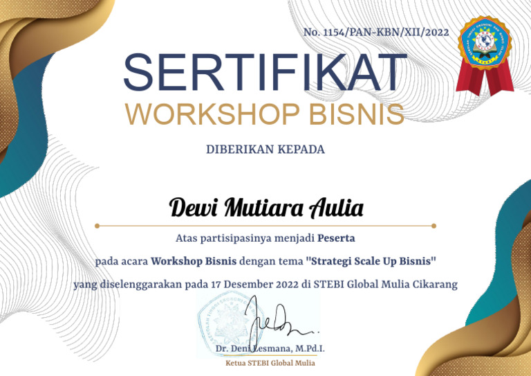 Sertifikat Workshop Bisnis | PDF