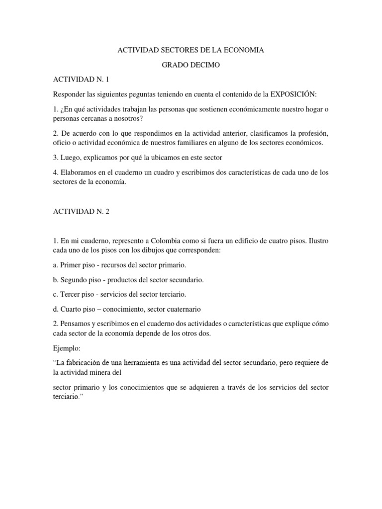 Actividad Sectores de La Economia | PDF