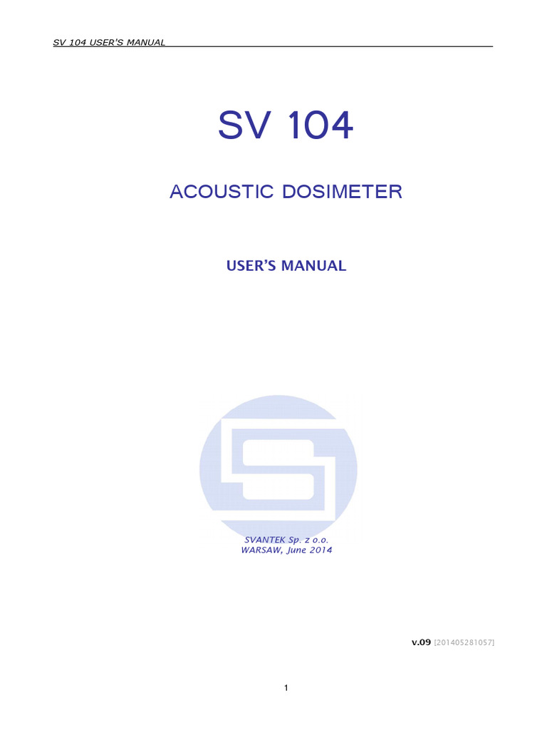 SV104 User Manual EN | PDF | Noise | Occupational Hygiene