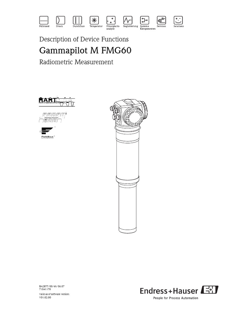 Gammapilot M FMG60 Device Functions Guide | PDF | Calibration | Metrology