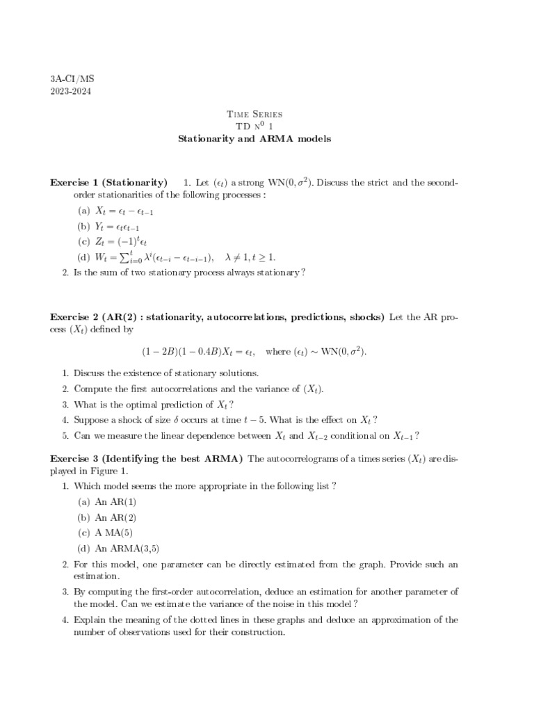 Td 1 Time Series Pdf Stationary Process Autocorrelation