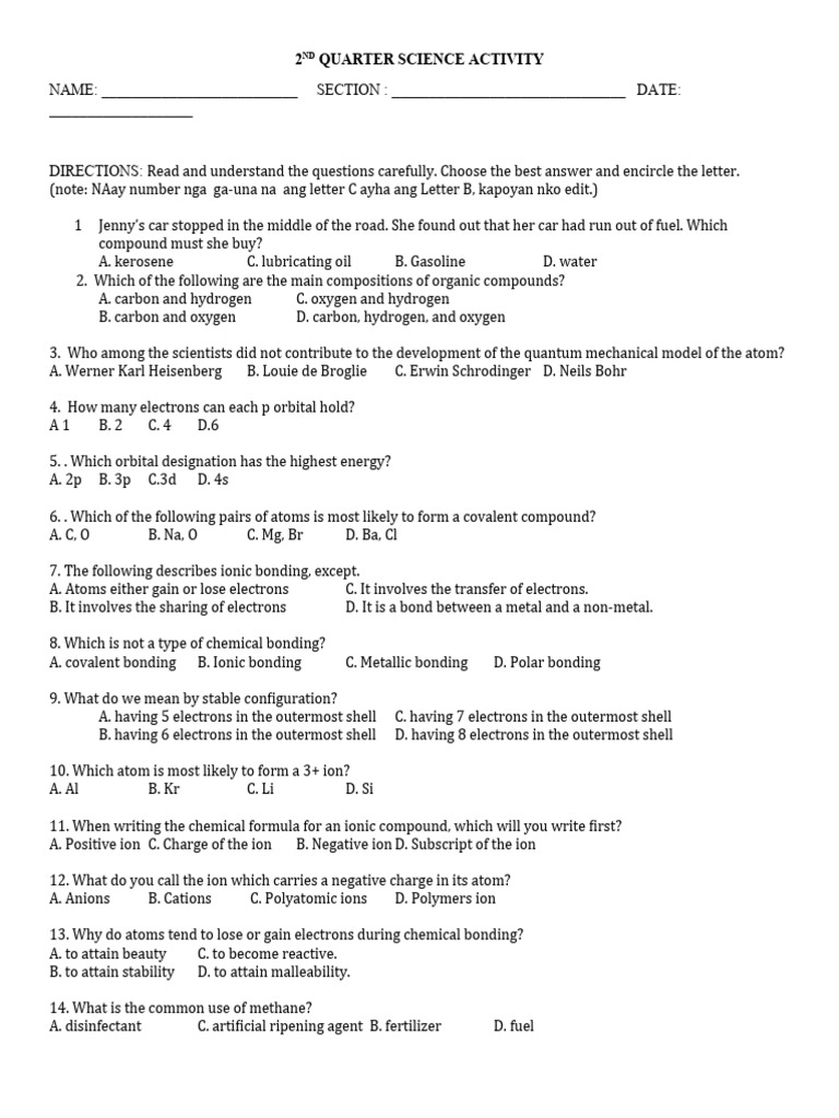 g9 Reviewer 2q SCIE | PDF | Ion | Chemical Bond