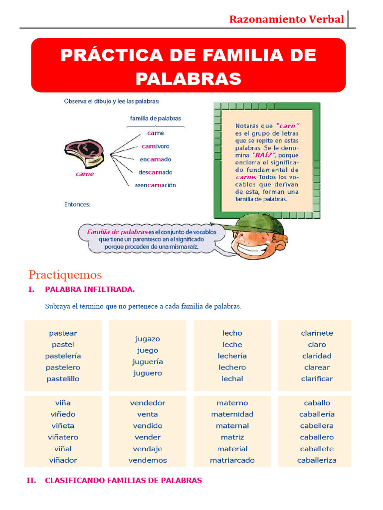 Familia de Palabras para Sexto Grado de Primaria | PDF