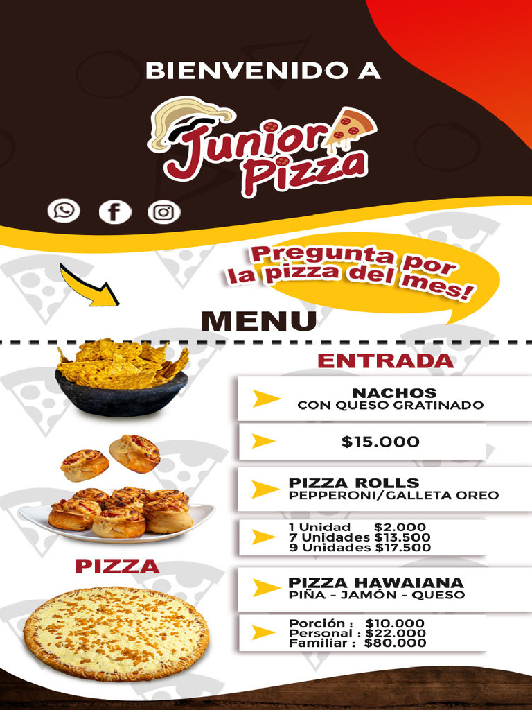 Menu Junior Pizza 2023 | PDF