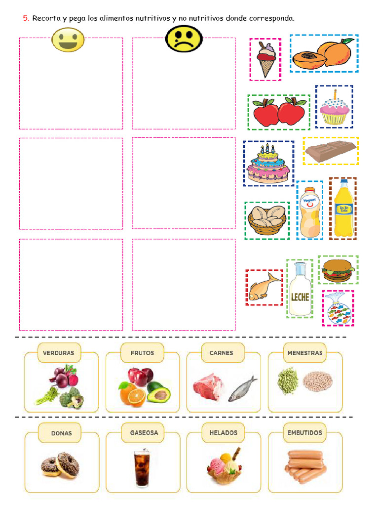 Ficha Ciencia - Alimentos Saludables y No Saludables 2 | PDF