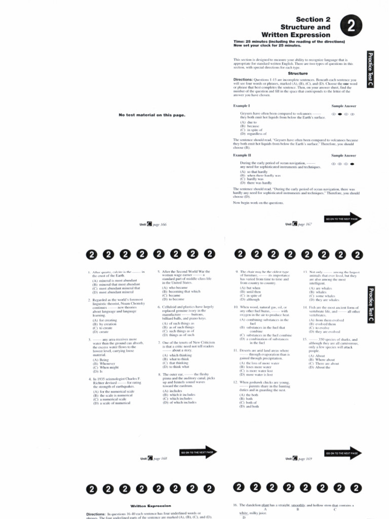 Toefl ETS Structure Practice Test C | PDF