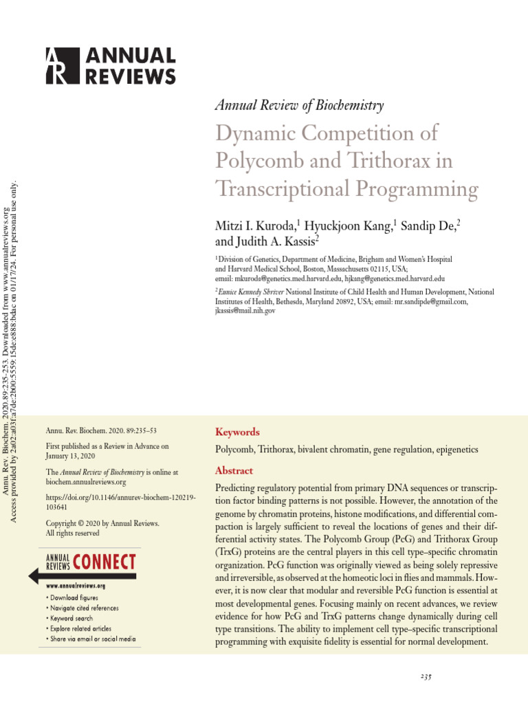 Kuroda Et Al 2020 Dynamic Competition of Polycomb and Trithorax in ...