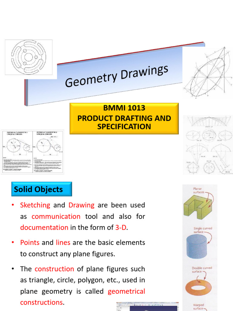 W4 - Geometry Drawings Manual Drafting | PDF | Circle | Ellipse